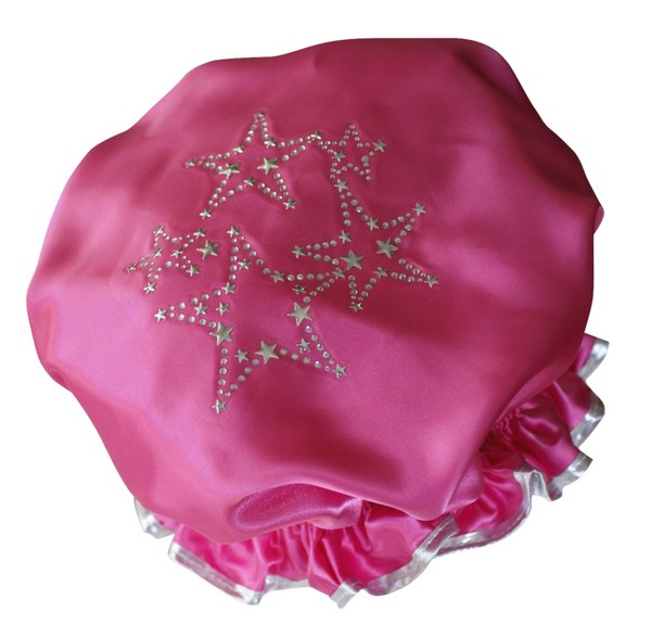 Diamante Shower Cap - STARS - Hot Pink